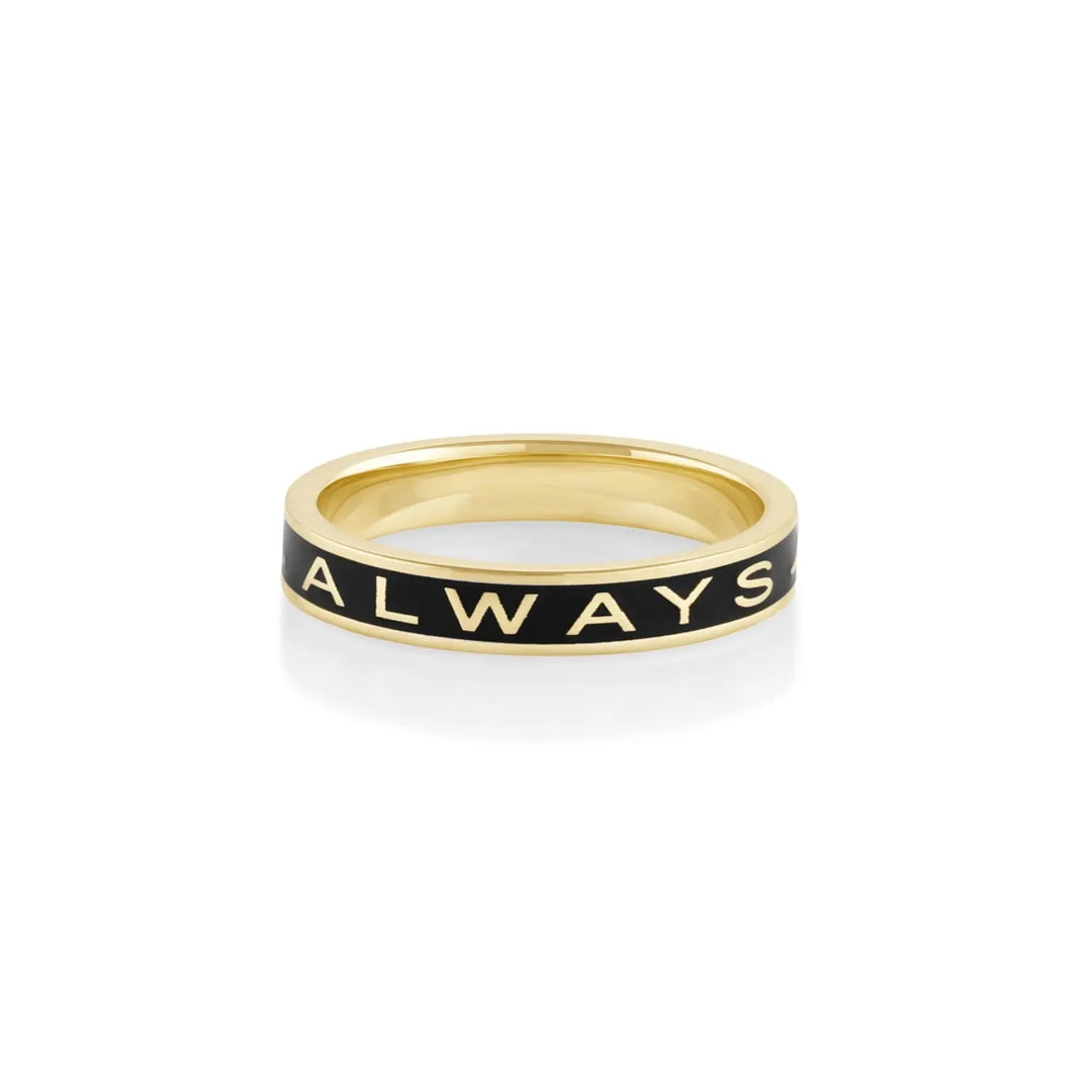 "Always" Gold Memory Ring – Black Enamel - Marrow Fine