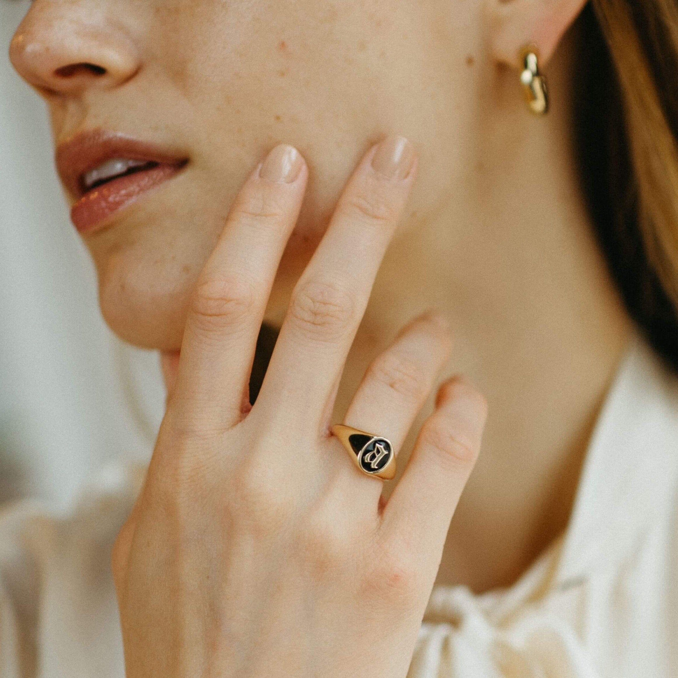 Initial Enamel Signet Ring – Marrow Fine