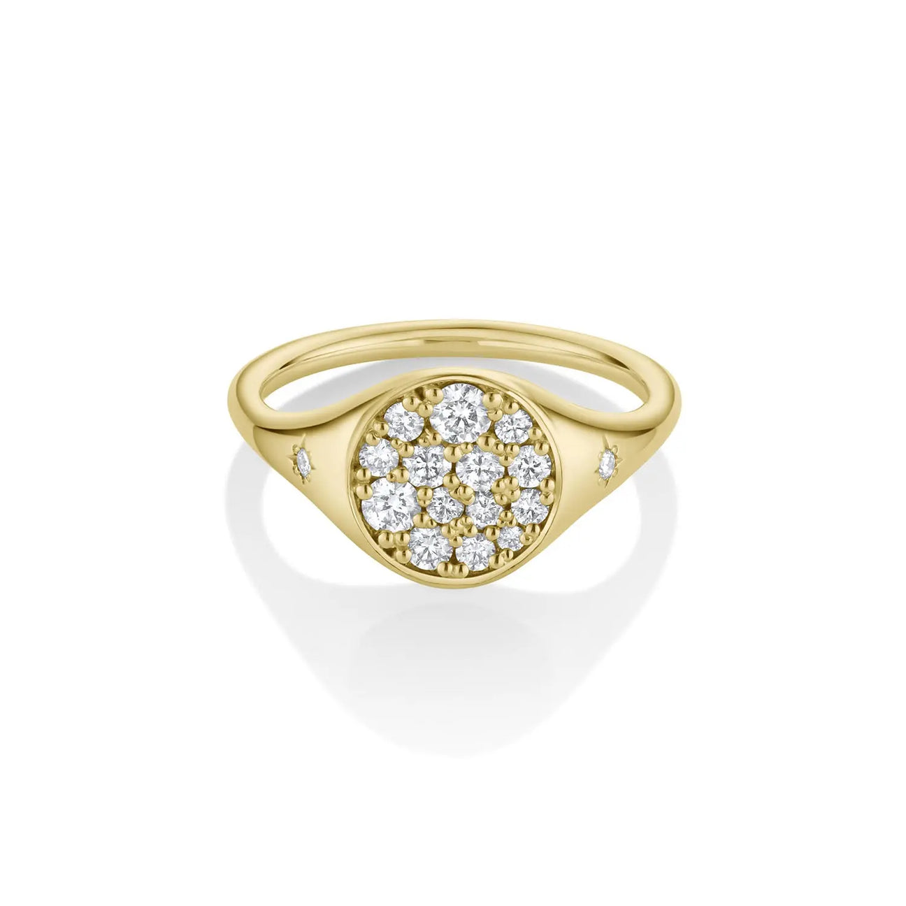 Full Moon Signet Ring | Moon Gold Diamond Ring – Marrow Fine
