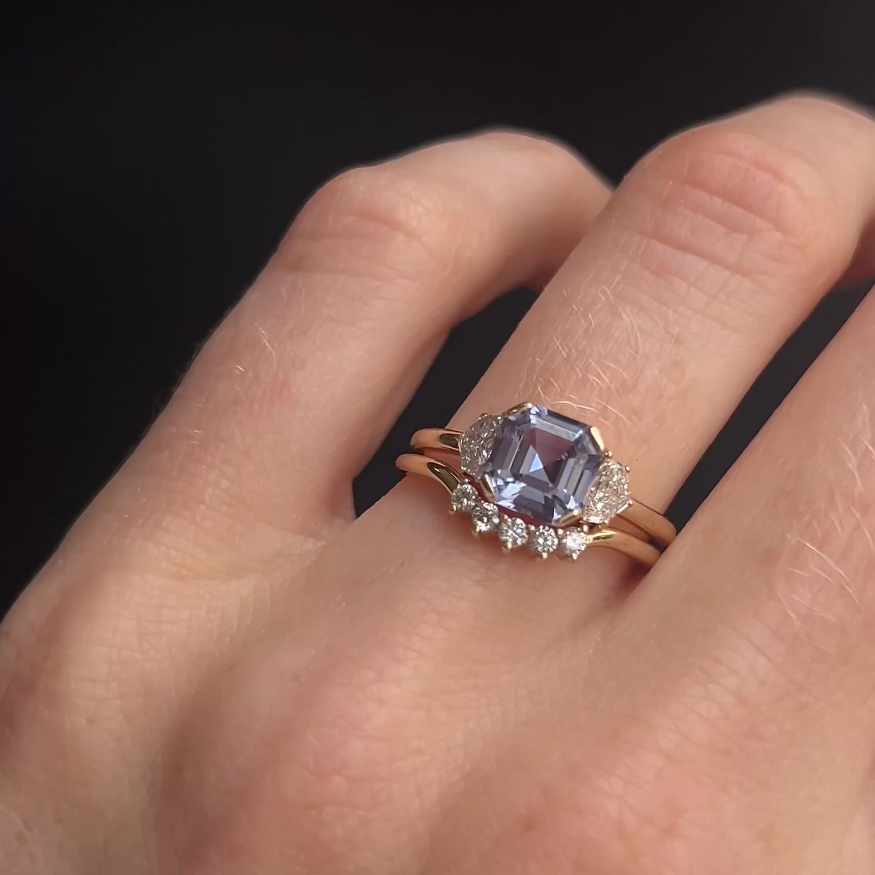 1.86ct Periwinkle Sapphire & Cadillac Diamond Engagement Ring - Marrow ...