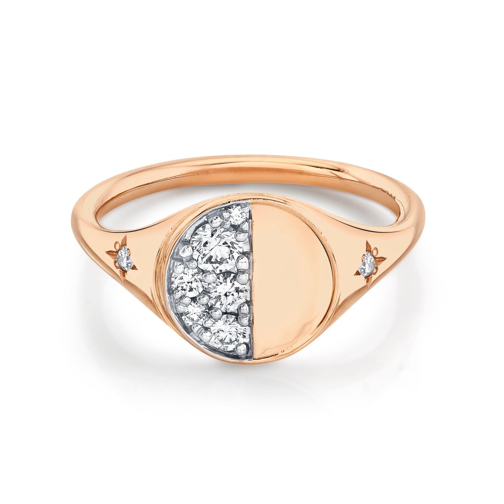 Quarter Moon Signet Ring | Diamond Crescent Moon Ring – Marrow Fine