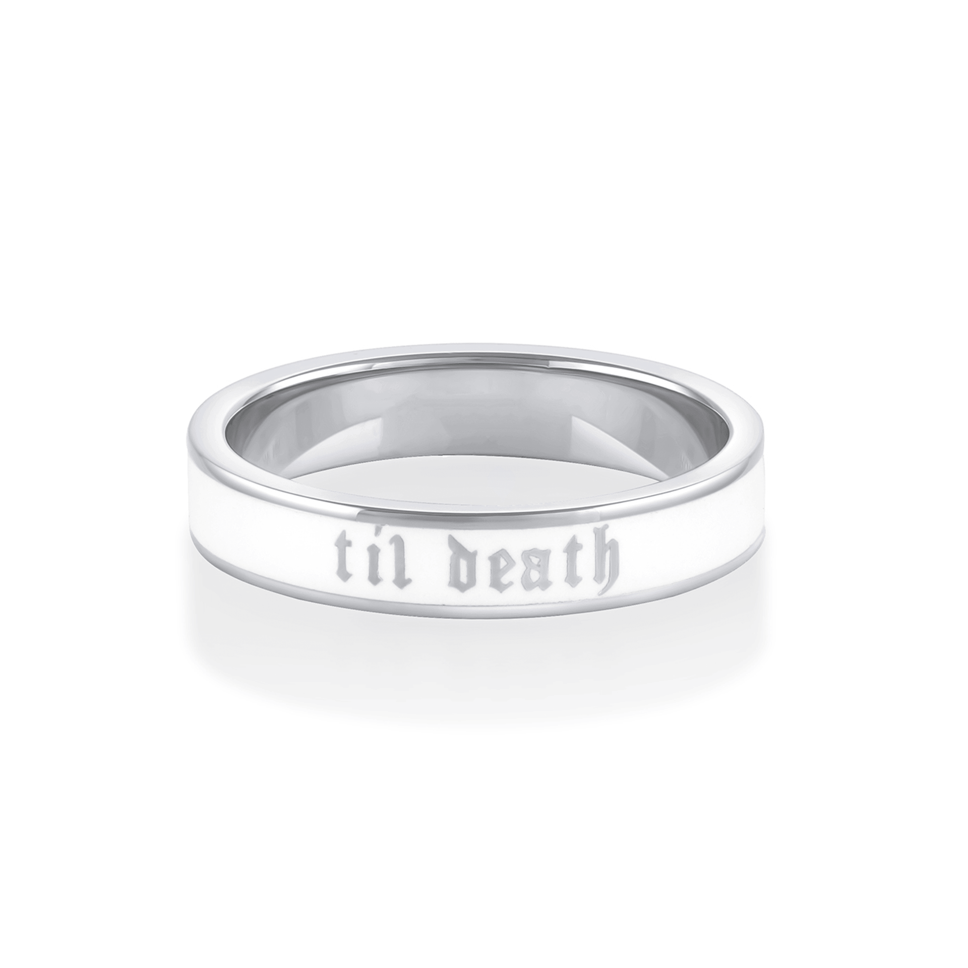 Til Death White Enamel Band - 4mm – Marrow Fine